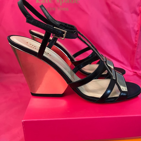 kate spade | Shoes | Kate Spade Italian Leather With Gold Heel Sandals ...